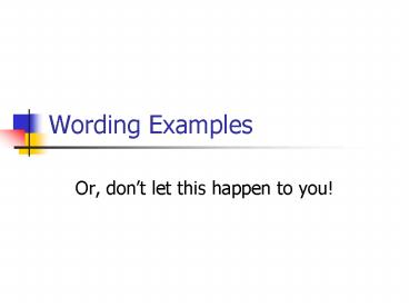 Wording Examples presentation | free to view