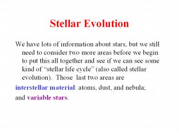 Stellar Evolution presentation | free to view
