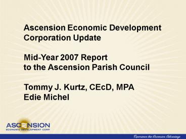 Ascension Economic Development presentation | free to view