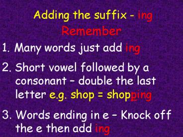 Adding the suffix ing presentation | free to view