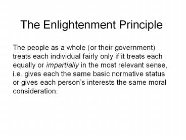 The Enlightenment Principle presentation | free to view
