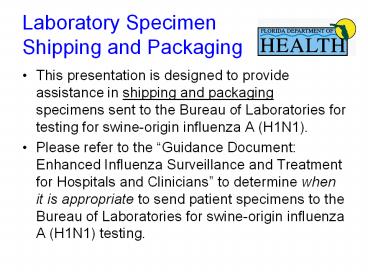 PPT – Laboratory Specimen Shipping and Packaging PowerPoint ...