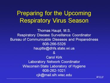 PPT – Preparing for the Upcoming Respiratory Virus Season PowerPoint ...