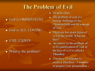 The Problem of Evil presentation | free to view