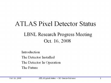 ATLAS Pixel Detector Status presentation | free to download