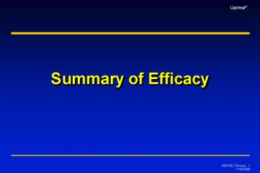 Summary of Efficacy presentation | free to view