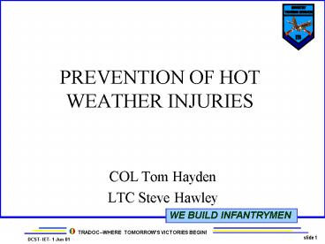 PREVENTION OF HOT WEATHER INJURIES presentation | free to view