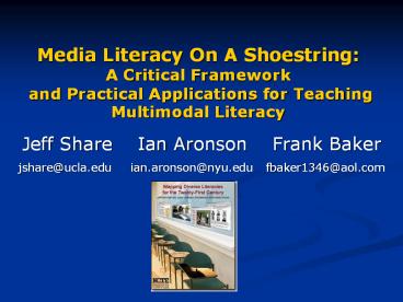 PPT – Media Literacy On A Shoestring: A Critical Framework and ...