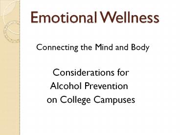 Emotional Wellness presentation | free to view