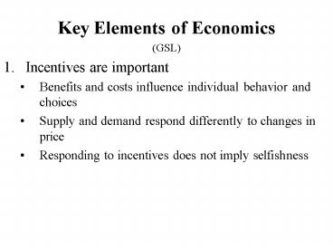 Key Elements of Economics presentation | free to view