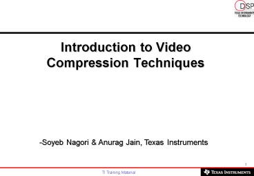 Introduction to Video Compression Techniques presentation | free to view