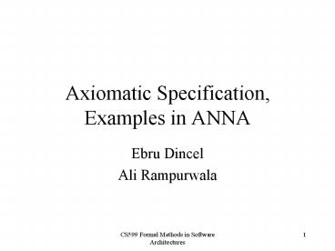 Axiomatic Specification, Examples in ANNA presentation | free to view