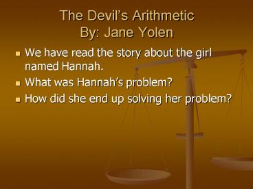 The Devils Arithmetic By: Jane Yolen presentation | free to view