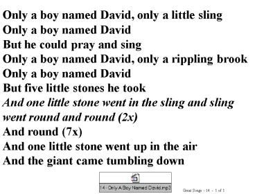 Only a boy named David, only a little sling presentation | free to view