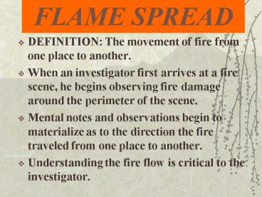 FLAME SPREAD presentation | free to view