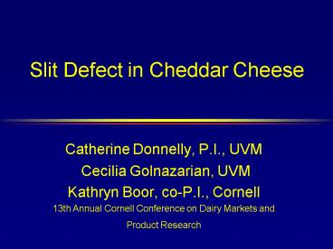 Slit Defect in Cheddar Cheese presentation | free to view