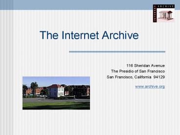 The Internet Archive presentation | free to view