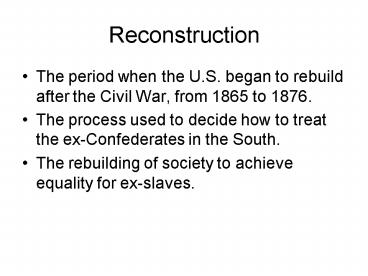 PPT – Reconstruction PowerPoint presentation | free to view - id: 1e918 ...