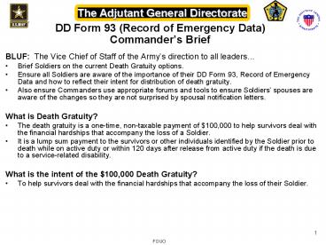 PPT – DD Form 93 Record of Emergency Data Commanders Brief PowerPoint ...