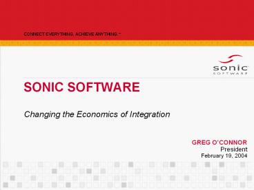 SONIC SOFTWARE presentation | free to download