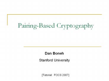 Pairing-Based Cryptography presentation | free to download