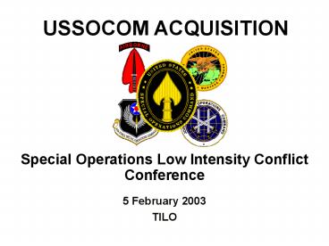 Special Operations Low Intensity Conflict Conference presentation ...