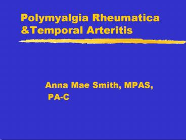 Polymyalgia Rheumatica presentation | free to view