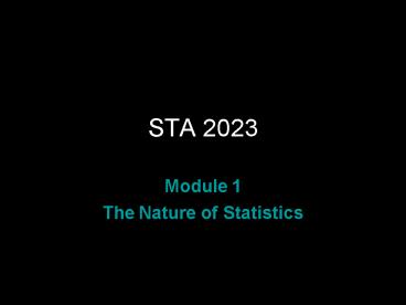 STA 2023 presentation | free to view