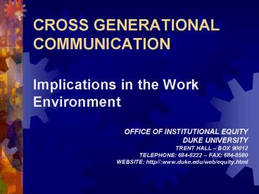CROSS GENERATIONAL COMMUNICATION presentation | free to view