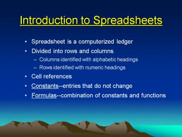 Introduction to Spreadsheets presentation | free to view