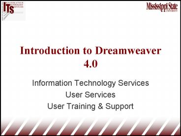 Introduction to Dreamweaver 4.0 presentation | free to view