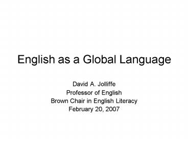 English as a Global Language presentation | free to view