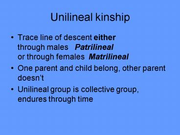 Unilineal kinship presentation | free to view