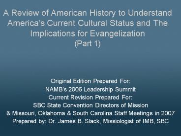 A Review of American History to Understand Americas Current Cultural ...