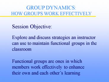 GROUP DYNAMICS: presentation | free to view