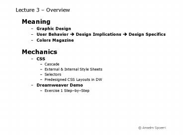 PPT – Lecture 3 PowerPoint presentation | free to download - id: 2200e ...