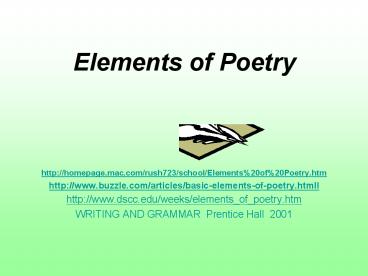 Elements of Poetry presentation | free to view
