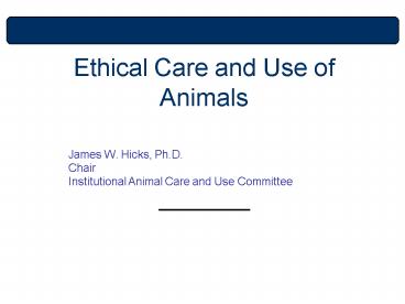 Ethical Care and Use of Animals presentation | free to view