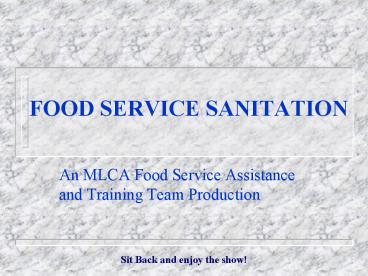 FOOD SERVICE SANITATION presentation | free to view