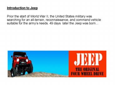 Introduction to Jeep presentation | free to view