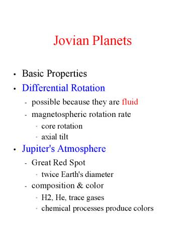 Jovian Planets presentation | free to view