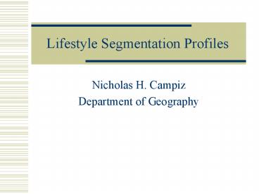 Lifestyle Segmentation Profiles presentation | free to view