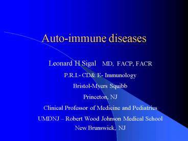 Autoimmune diseases presentation | free to view