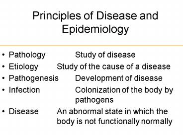 Principles of Disease and Epidemiology presentation | free to view