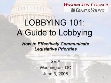 LOBBYING 101: A Guide to Lobbying presentation | free to view