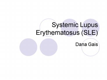Systemic Lupus Erythematosus SLE presentation | free to view