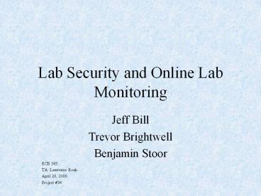 Lab Security and Online Lab Monitoring presentation | free to view