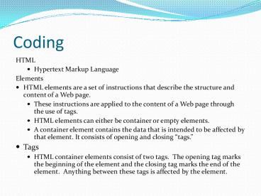 PPT – Coding PowerPoint presentation | free to view - id: 24b97-YzNlY