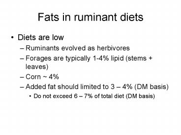 PPT – Fats in ruminant diets PowerPoint presentation | free to view ...