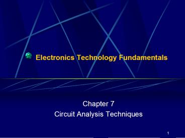 PPT – Electronics Technology Fundamentals PowerPoint presentation ...